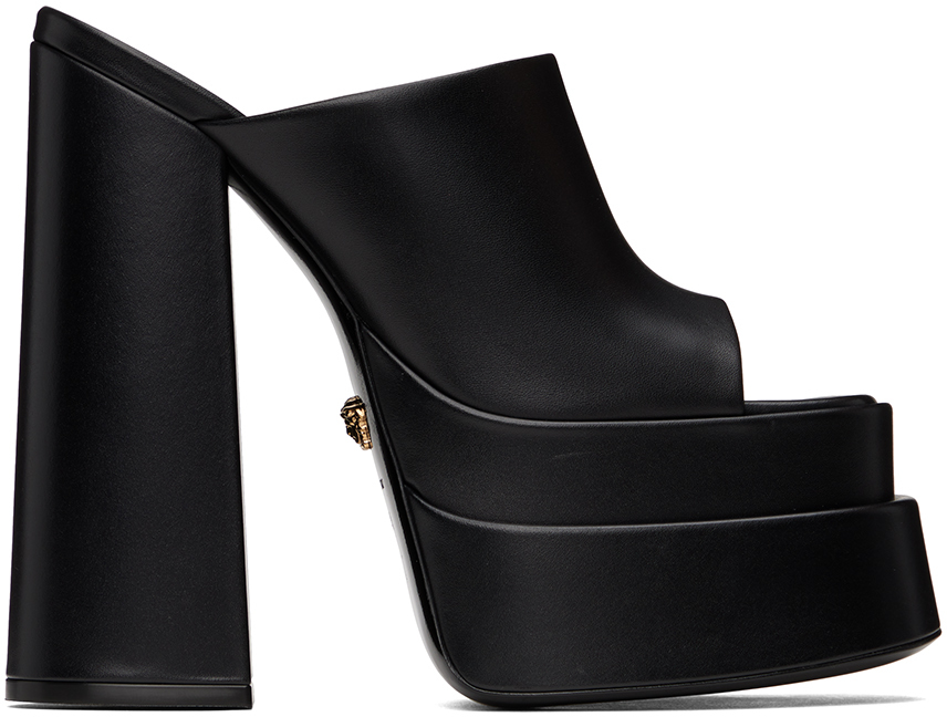 Black Aevitas Platform Mules by Versace on Sale