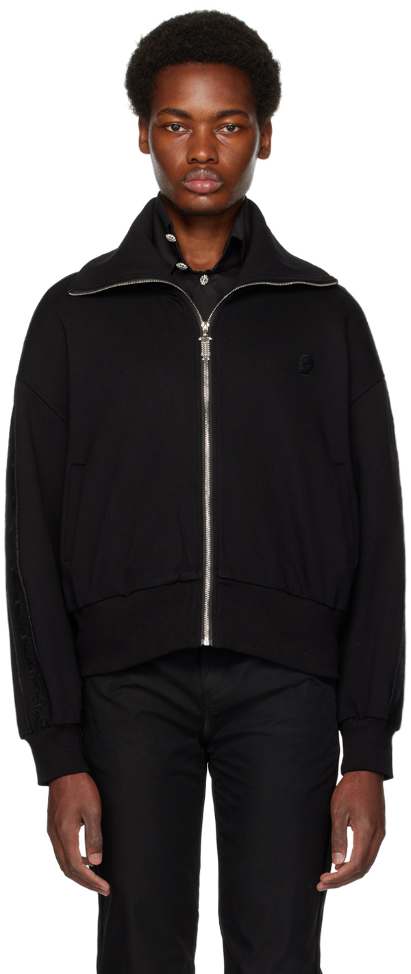 Youths in Balaclava: Black Track Spine Jacket | SSENSE