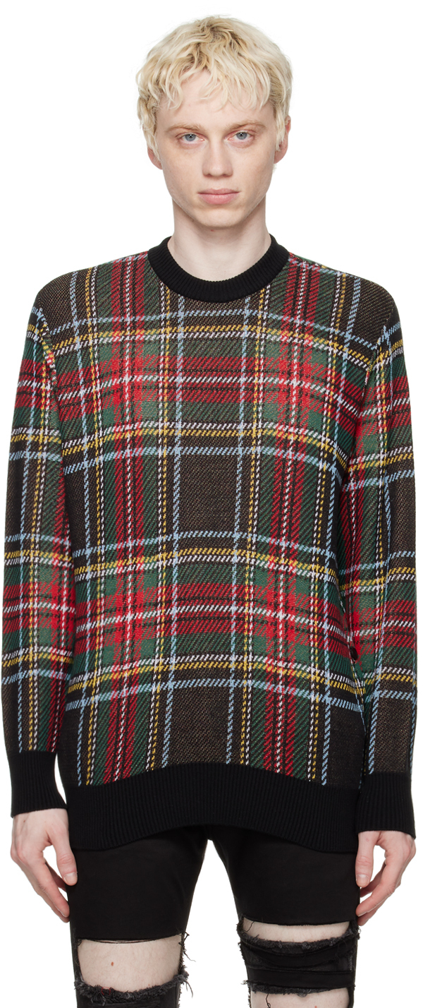 Black Check Sweater by UNDERCOVER on Sale