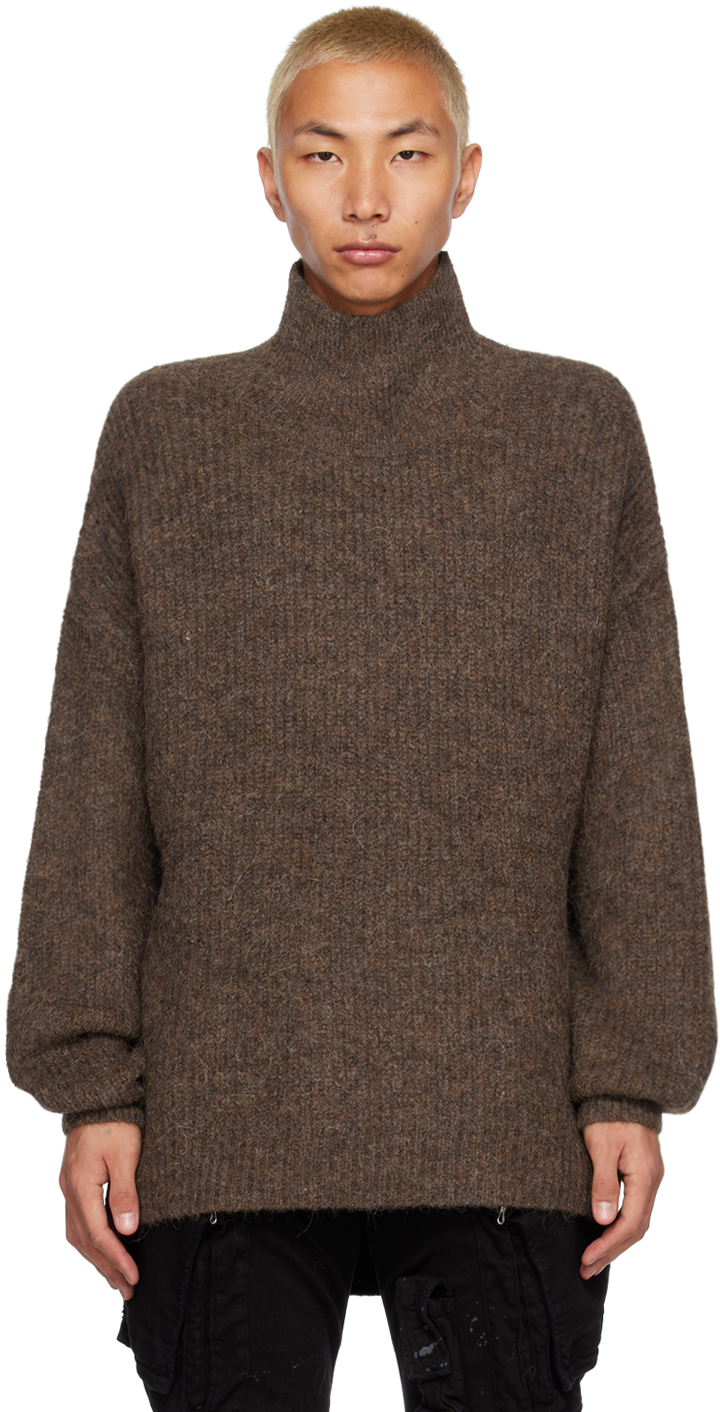 Julius: Brown Dropped Shoulder Turtleneck | SSENSE UK