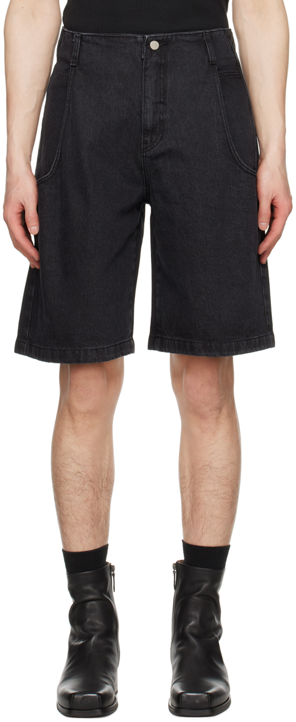AMOMENTO: Short noir à découpe | SSENSE France