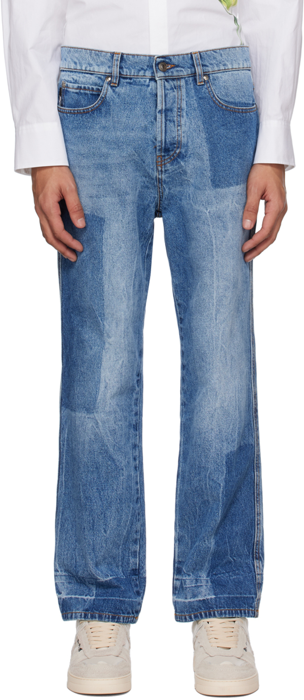 MSGM: Blue Reserve Patchwork Jeans | SSENSE