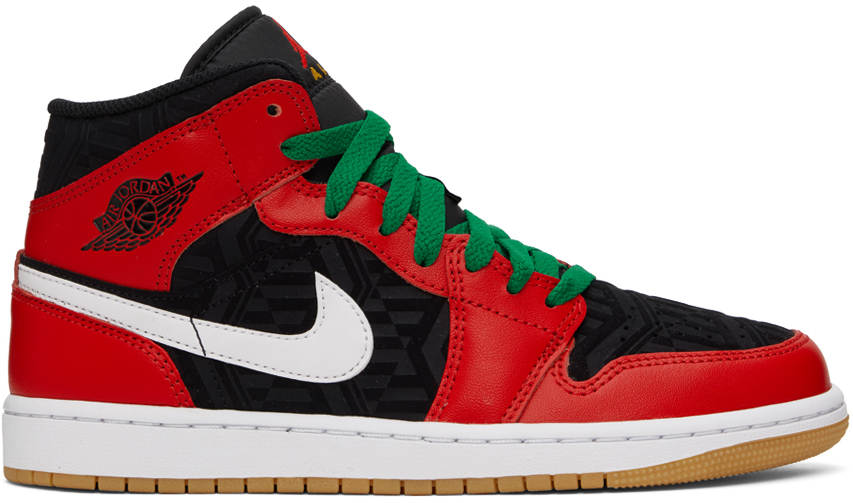 Nike Air Jordan Retro 1 Mid Se Casual Shoes In Black/fire Red/white ...