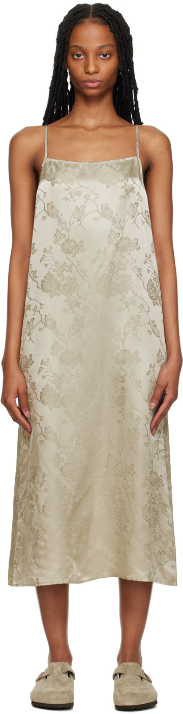 6397: Robe longue grise à motif fleuri | SSENSE France