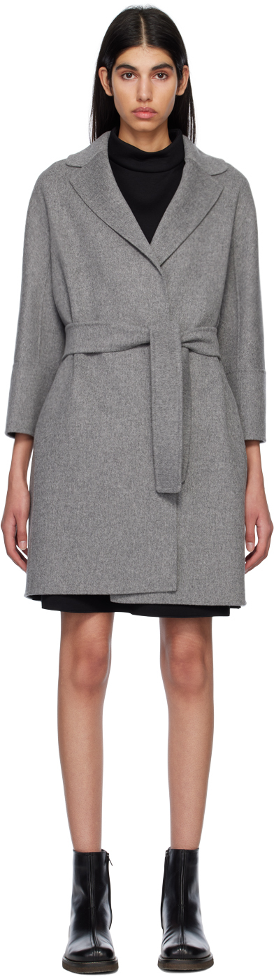 S Max Mara: Manteau Arona gris | SSENSE France