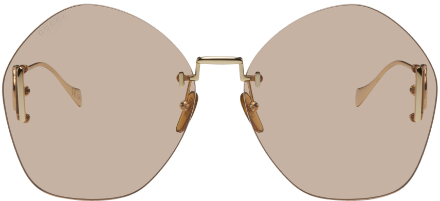 Gucci: Gold Rimless Sunglasses | SSENSE Canada