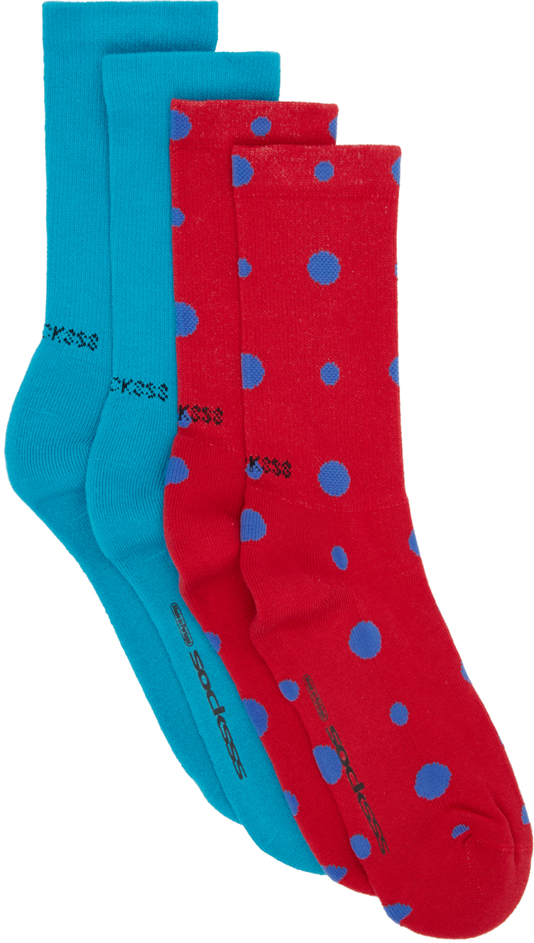 SOCKSSS: Two-Pack Blue & Red Socks | SSENSE UK
