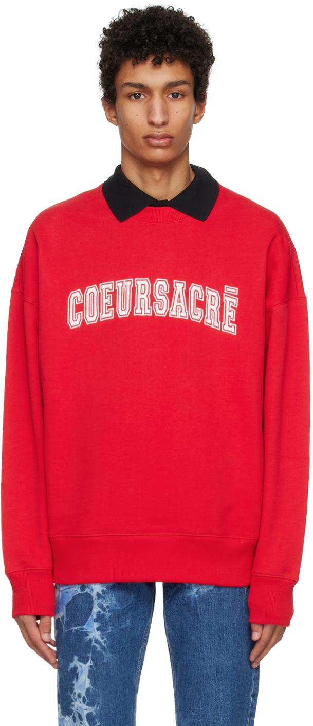 Pull Molletonné Cœur Sacré Rouge Ami Paris En Solde