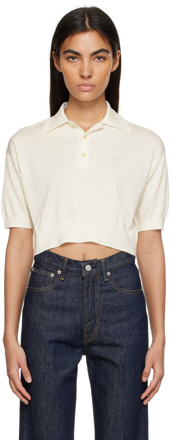 AURALEE: White Three-Button Polo | SSENSE Canada