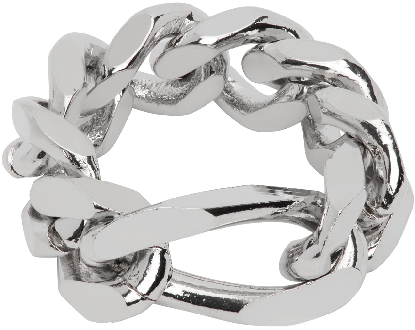 IN GOLD WE TRUST PARIS: Silver Figaro Ring | SSENSE UK