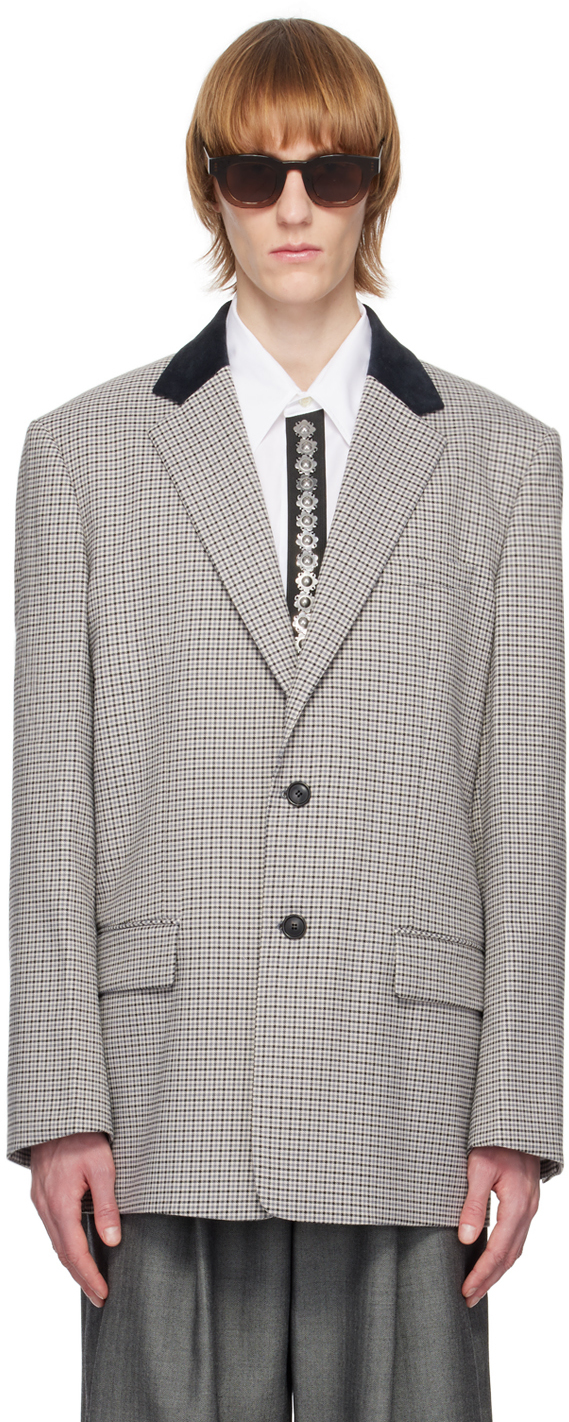 System: Gray Check Blazer | SSENSE UK