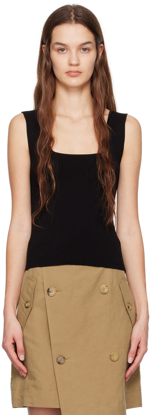 DRAE: Black Square Neck Tank Top | SSENSE UK