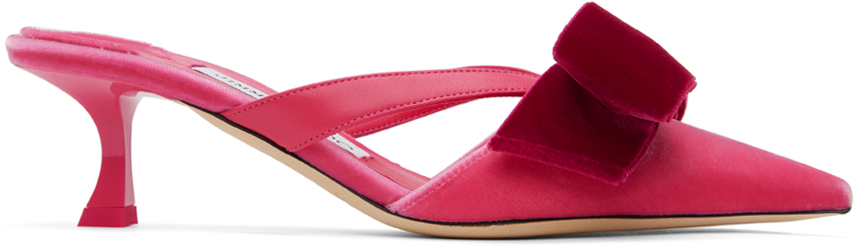 Jimmy Choo: Pink Flaca 50 Mules | SSENSE Canada