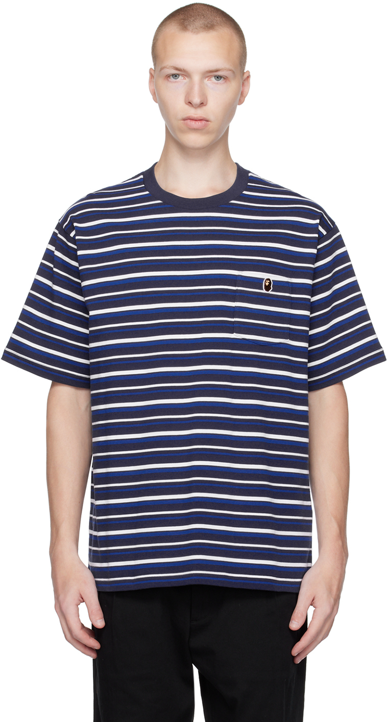 Blue Hoop One Point T-Shirt by BAPE on Sale