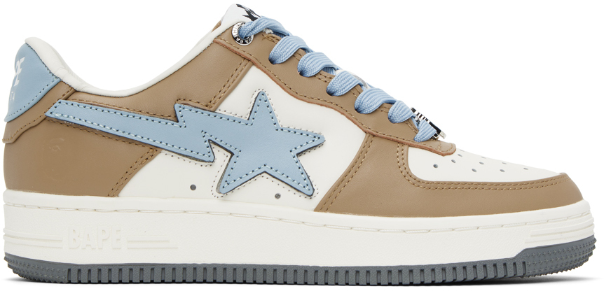 BAPE: White & Beige Sta #4 Sneakers | SSENSE UK