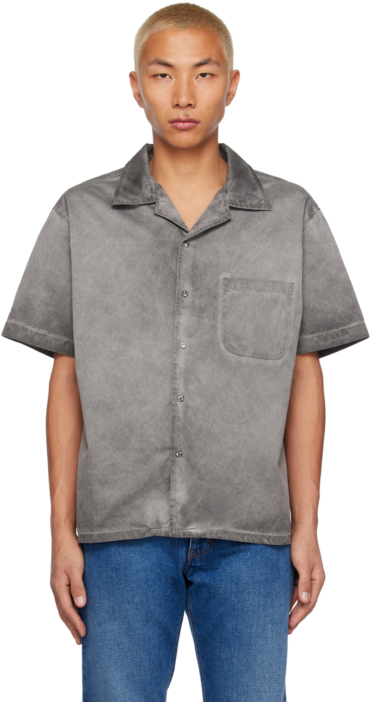 Les Tien: Gray Camp Collar Shirt | SSENSE