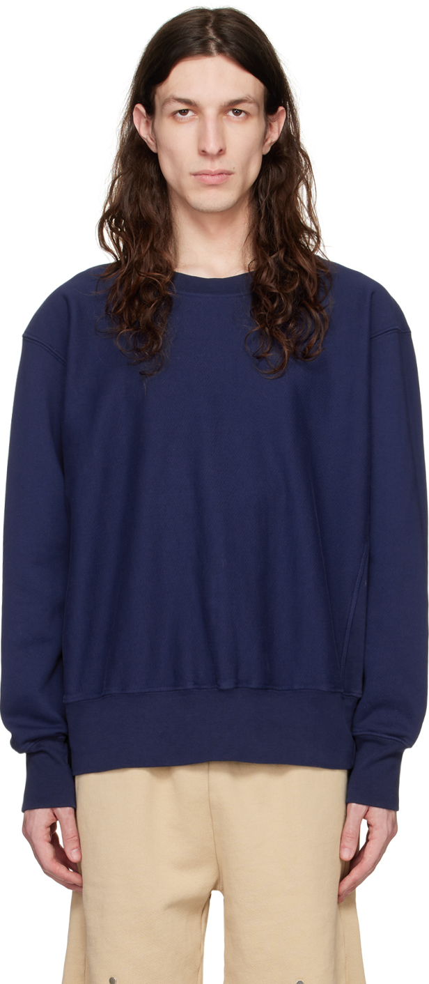 Les Tien: Pull molletonné bleu marine | SSENSE France