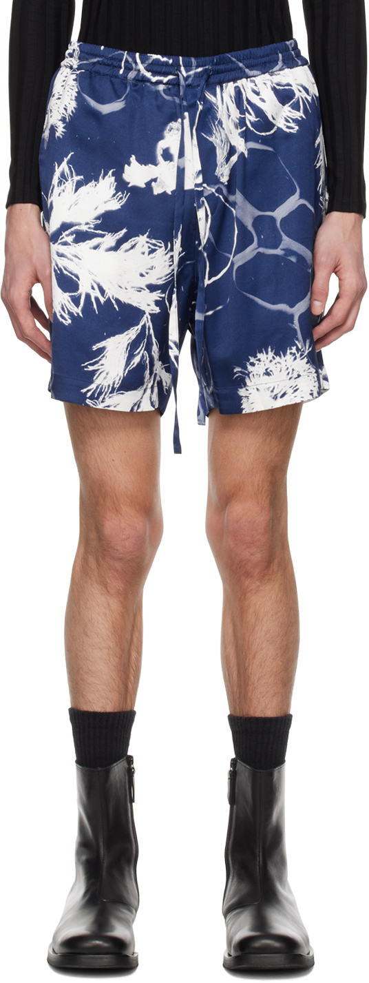Navy Graphic Shorts by Carlota Barrera on Sale