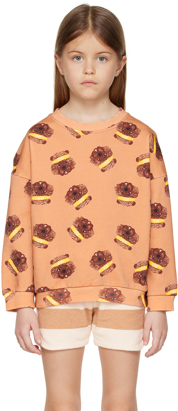 Kids Orange Fuzzy Wuzzy Sweatshirt by Daily Brat on Sale