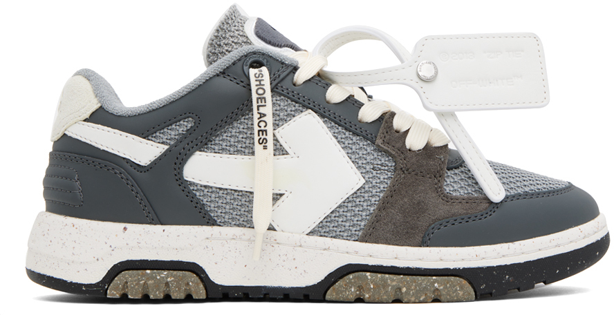 Off-white Leather Slim Out Of Office Sneakers In Grey | ModeSens