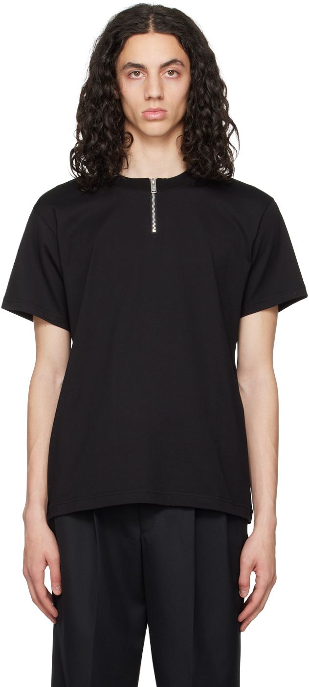 Johnlawrencesullivan: Black Half-Zip T-Shirt | SSENSE Canada