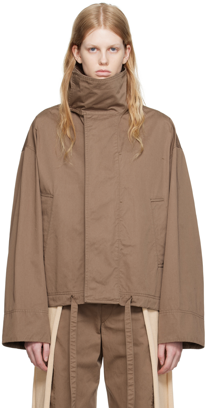 LEMAIRE Brown High Collar Jacket - 샵스프링│해외 명품 직구 할인코드 프로모션 정보