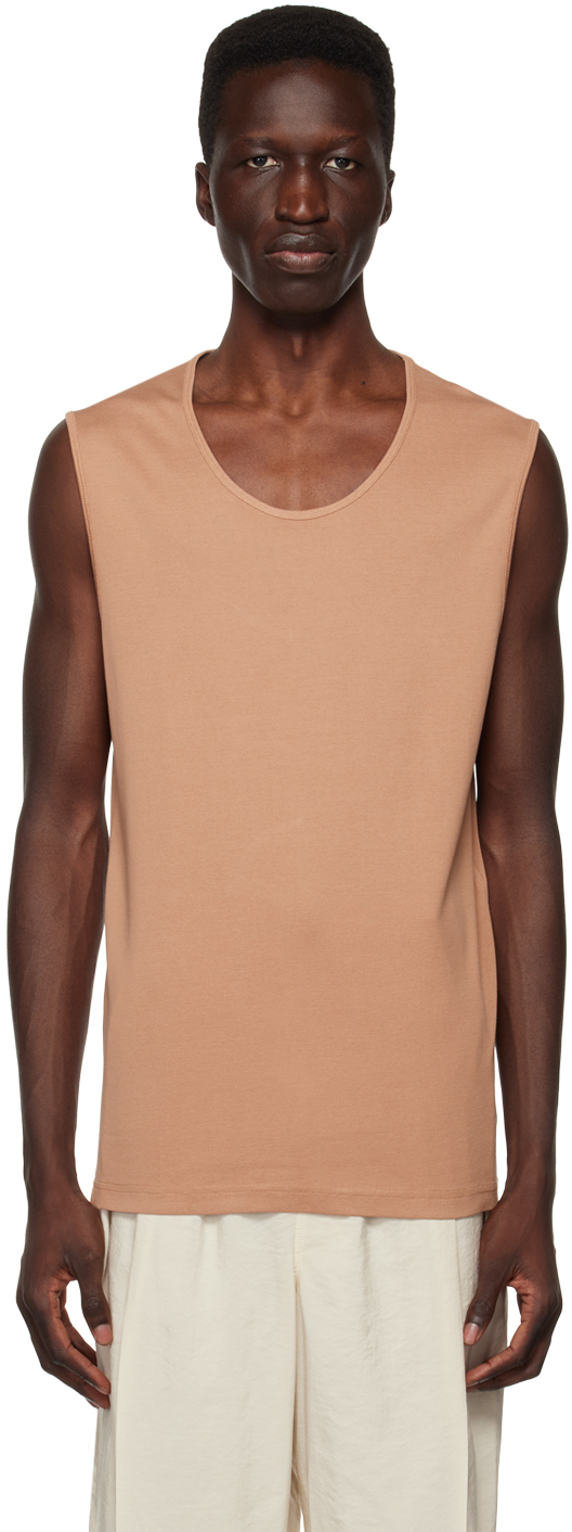LEMAIRE: Beige Ribbed Tank Top | SSENSE UK