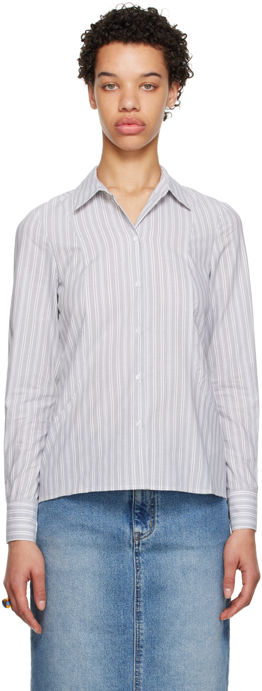 Paloma Wool Grey Line Shirt In C/200 Grey | ModeSens