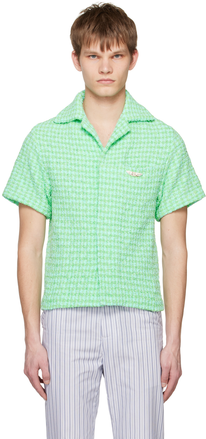Green & Blue Shell Shirt by young n sang on Sale