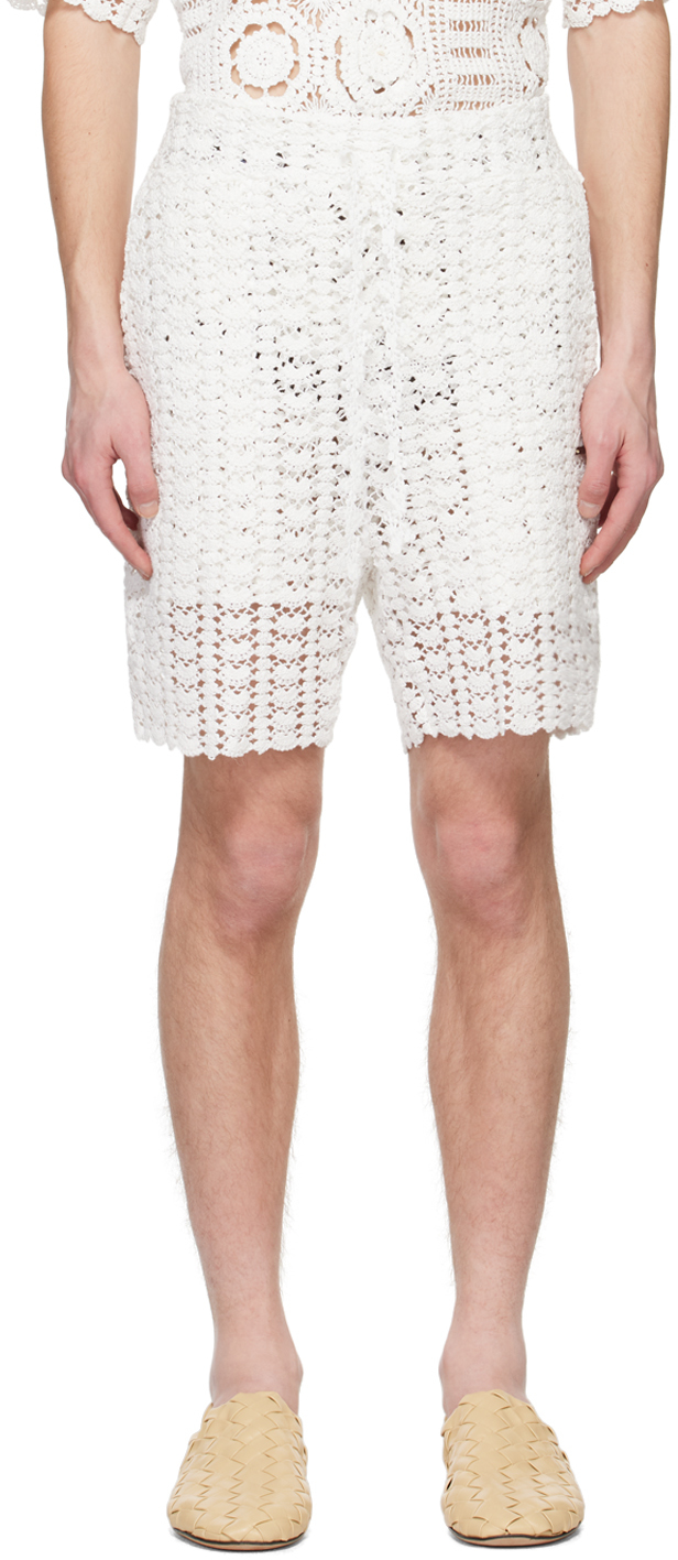 young n sang: White Drawstring Shorts | SSENSE