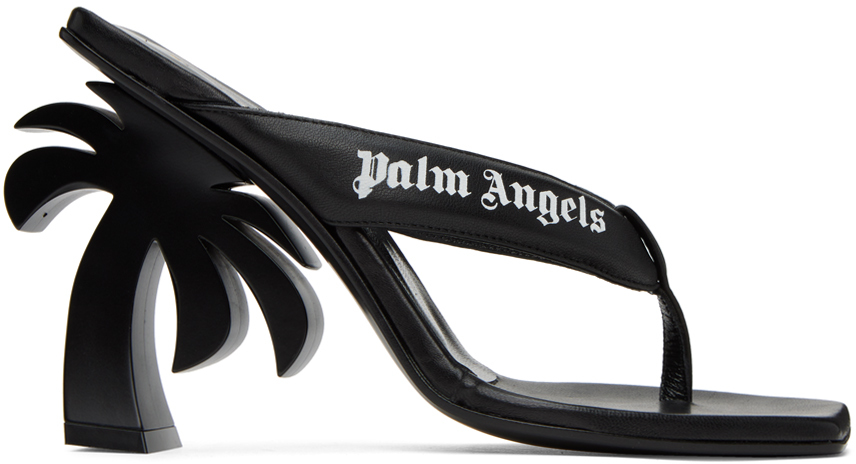Palm Angels: Black Palm Beach Heeled Sandals | SSENSE