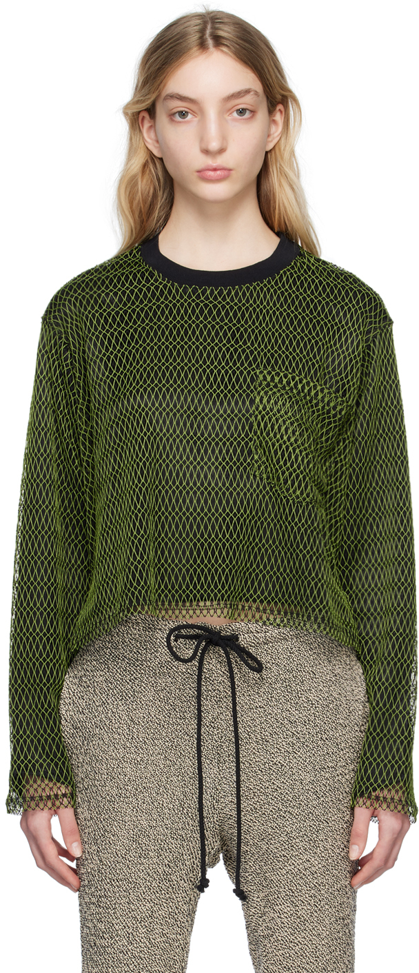 Green & Black Layered Long Sleeve T-Shirt by Song for the Mute on Sale