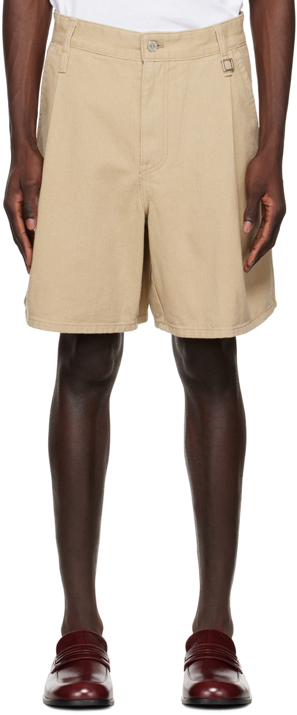 Beige Pleated Shorts By Wooyoungmi On Sale