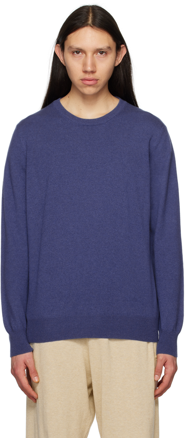 Blue Crewneck Sweater by Ghiaia Cashmere on Sale