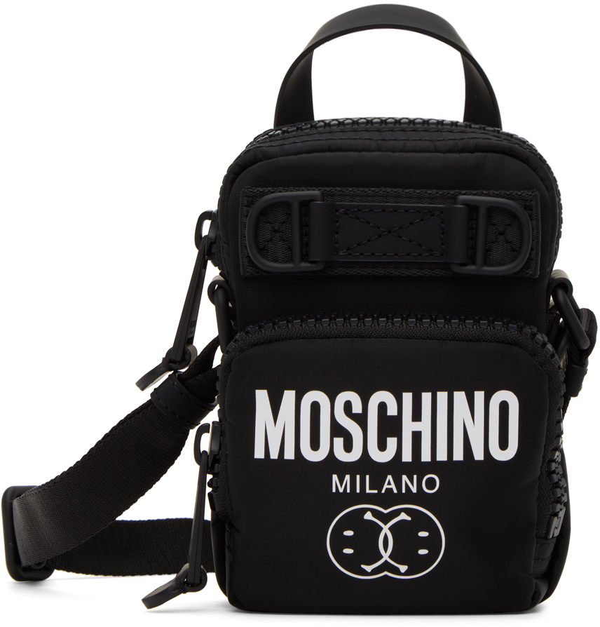 Moschino: Black Smiley Double Smile Messenger Bag | SSENSE UK