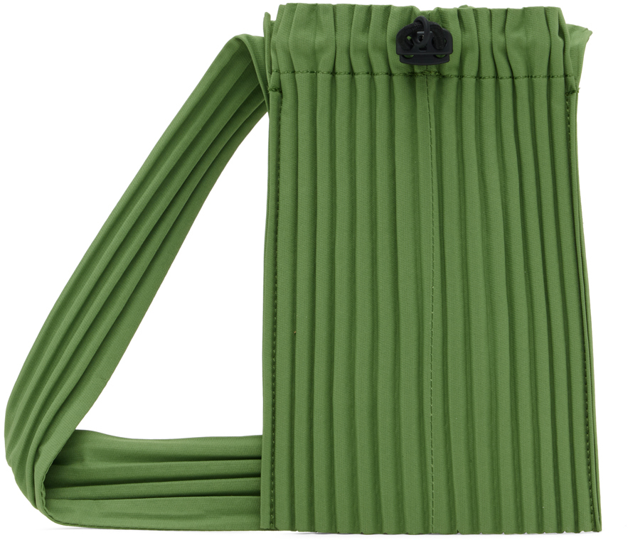 HOMME PLISSÉ ISSEY MIYAKE: Green Pleated Pouch | SSENSE