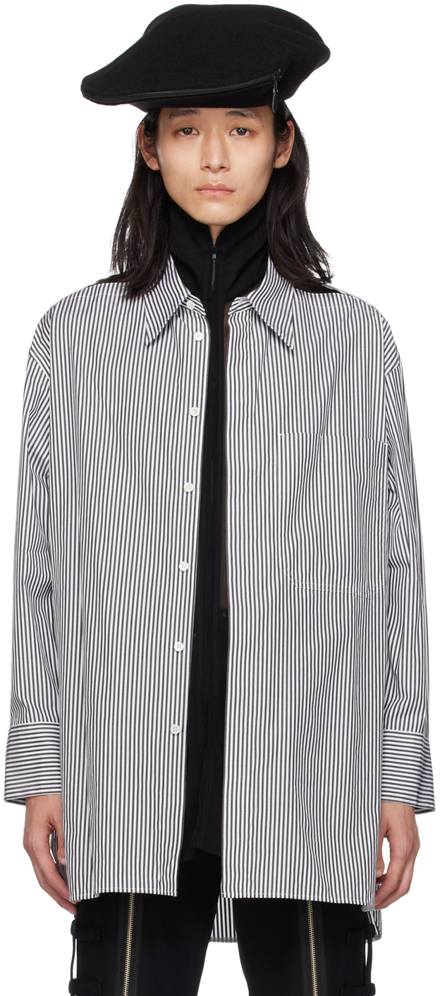 White & Black Double-Layered Shirt by Y's on Sale