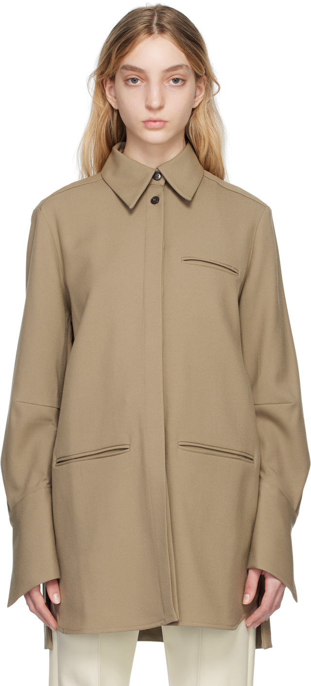 Khaki Twisted Cuff Shirt by BITE on Sale