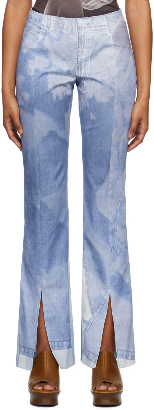 Blue Handy Jean Print Jeans by ELLISS on Sale