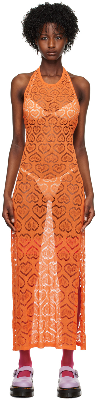 SSENSE Exclusive Orange Heart Maxi Dress by Marco Rambaldi on Sale