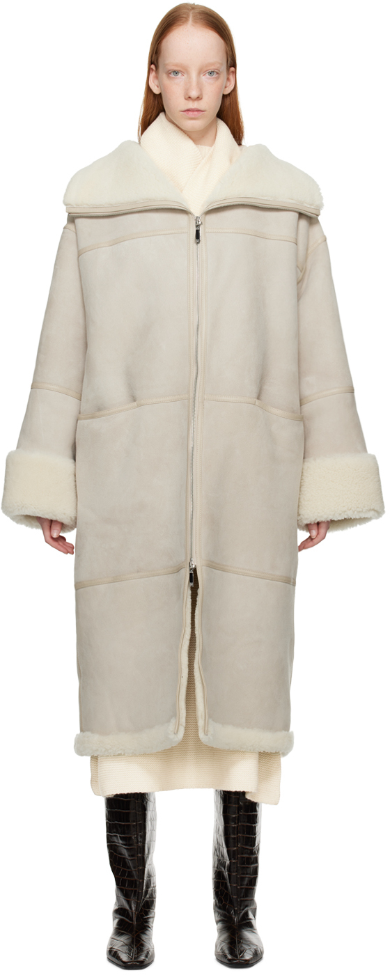 Totême: Off-White Signature Shearling Coat | SSENSE