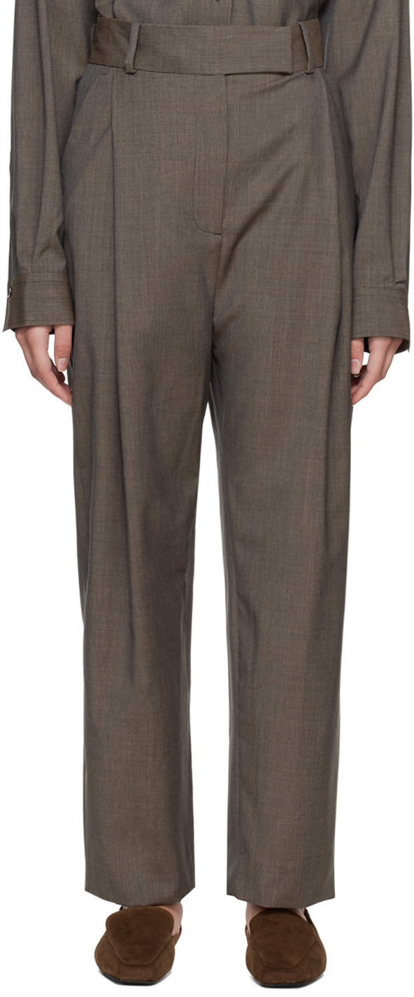 Totême: Brown Deep Pleat Trousers | SSENSE