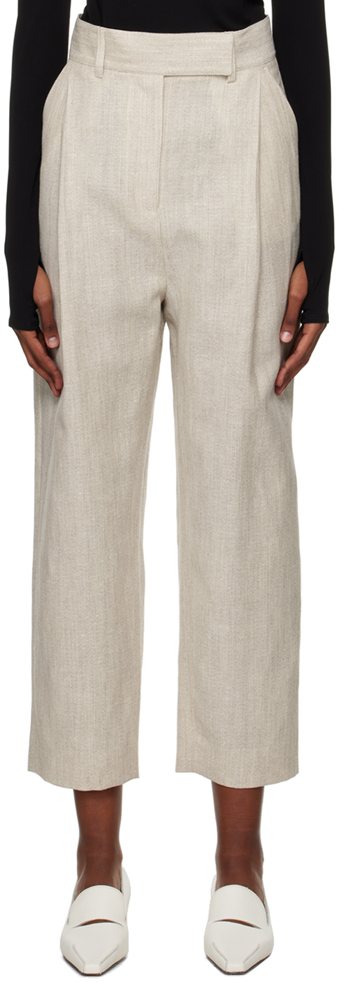 TOTEME: Gray Deep Pleat Trousers | SSENSE