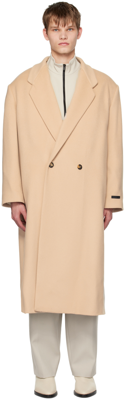 Fear of God: Beige Double-Breated Coat | SSENSE UK