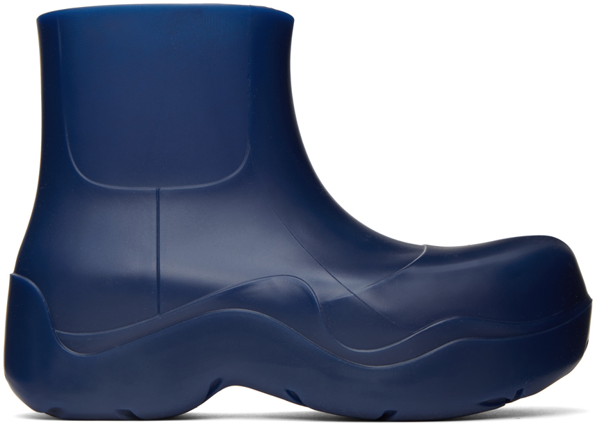 Bottega Veneta: Bottes de pluie bleues à semelle Puddle | SSENSE France Bottega Veneta: Bottes de pluie bleues à semelle Puddle | SSENSE France