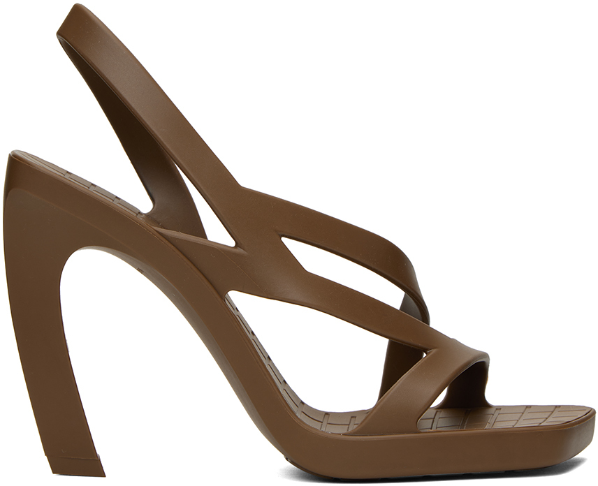 Bottega Veneta: Sandales à talon aiguille Jimbo brunes | SSENSE France