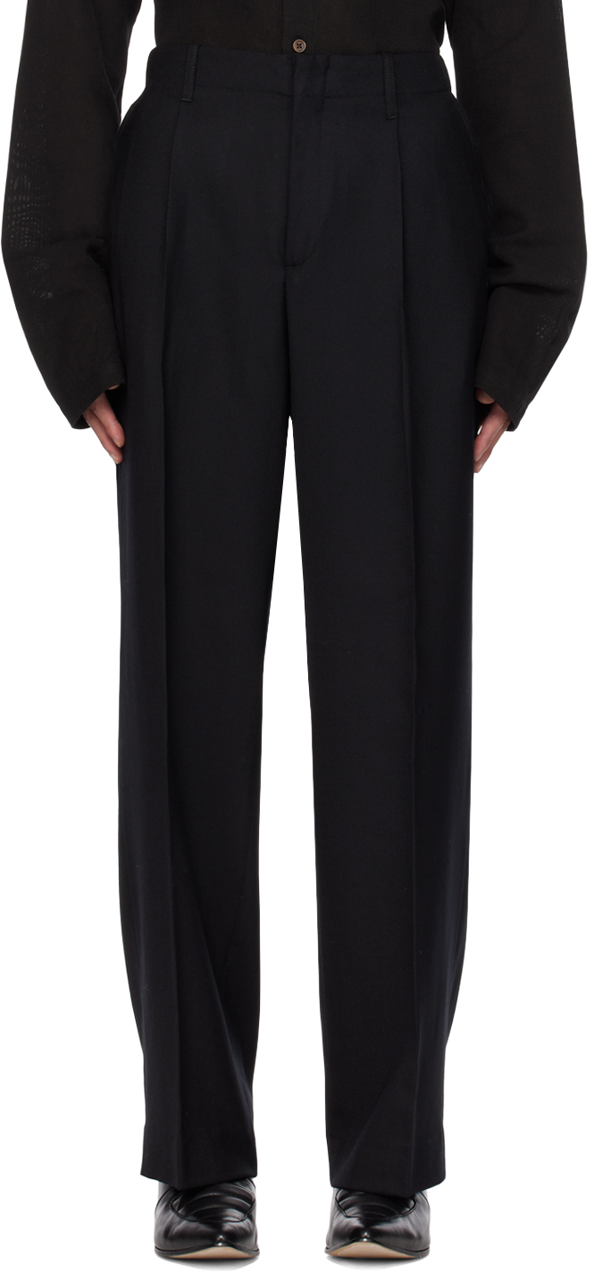 Our Legacy Black Borrowed Trousers In Black Panama Wool | ModeSens