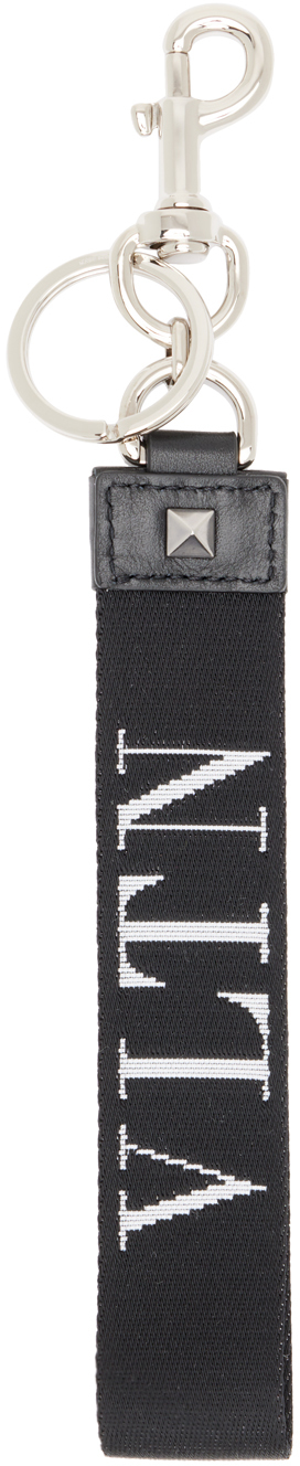 Valentino Garavani: Black Jacquard Keychain | SSENSE