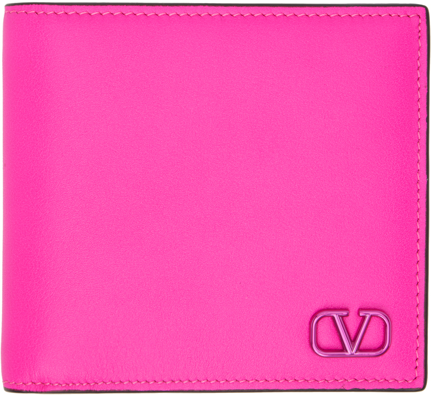 Valentino Garavani: Pink VLogo Wallet | SSENSE Canada