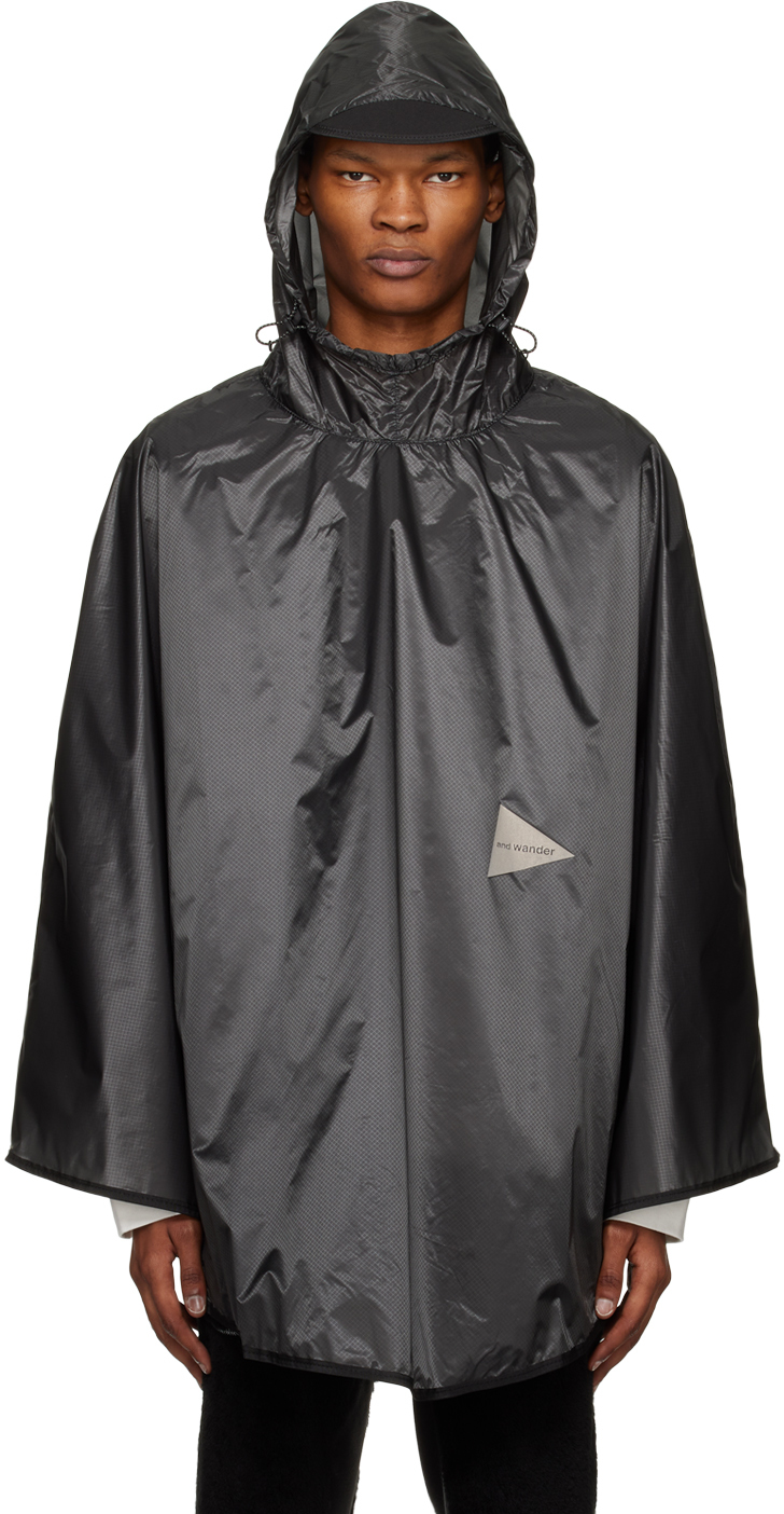 and wander: Black Sil Coat | SSENSE UK